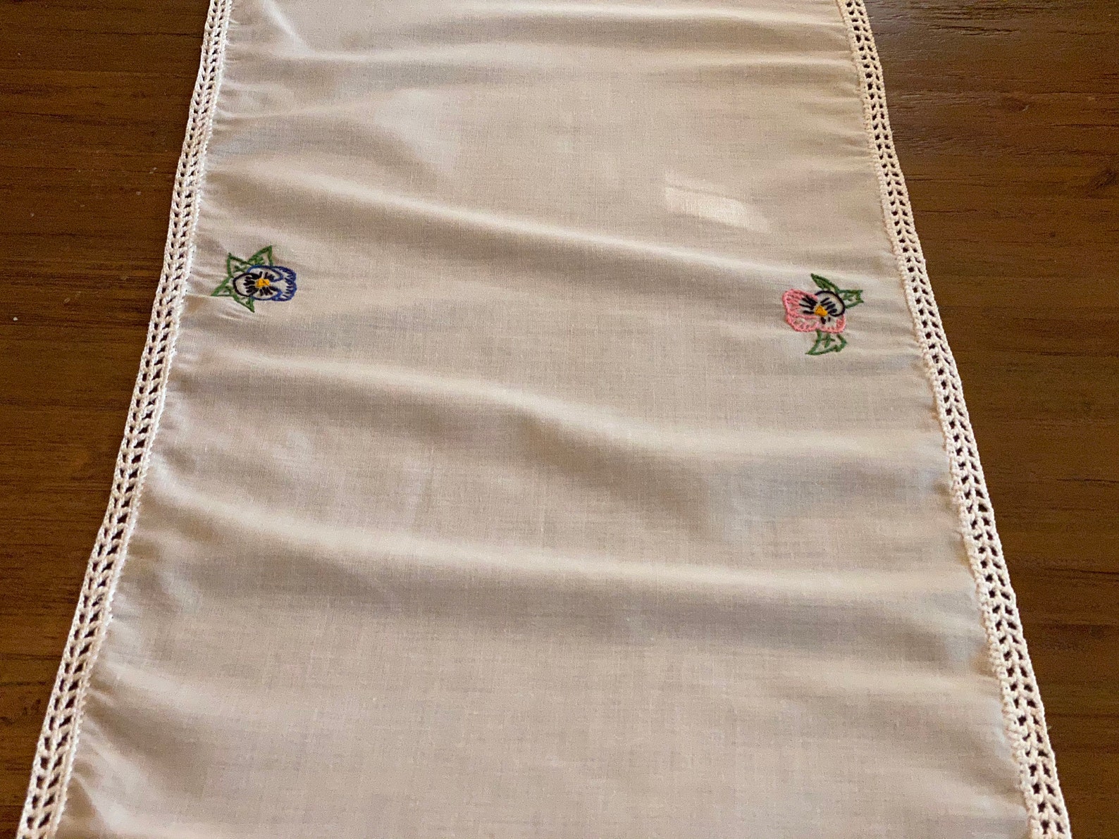 Vintage Handmade Spring Floral French Linen Table Runner With - Etsy