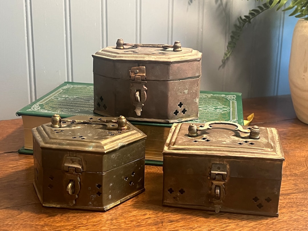 Set of 3/vintage Variety of Solid Brass Hinged Lucky Cricket Boxes ...