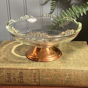 Vintage 6 Round Clear Glass Key, Coin, Jewelry Bowl With Copper ...