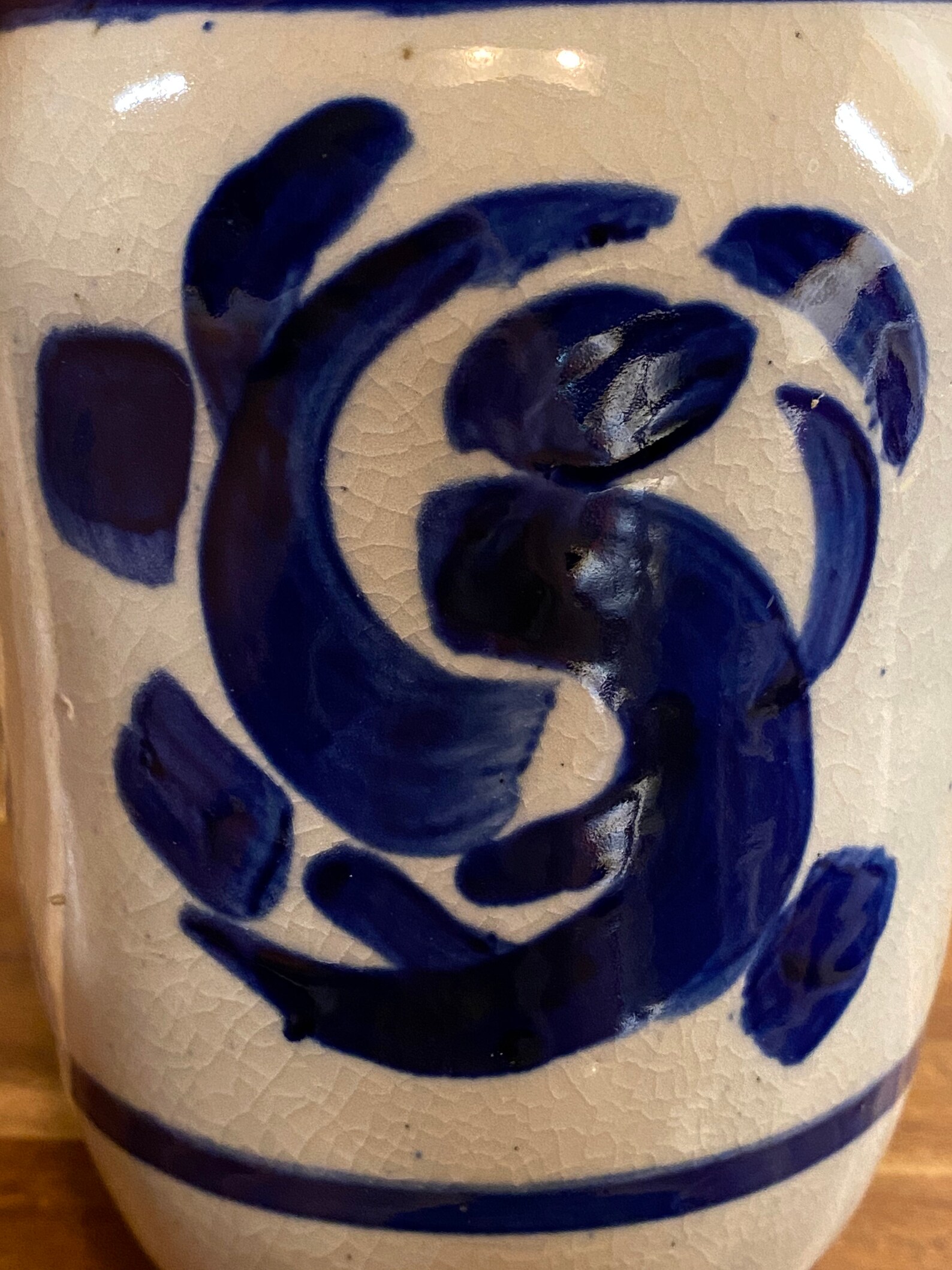 Handmade Heavy Blue Patterned Glazed Stoneware Pottery Vase | Etsy