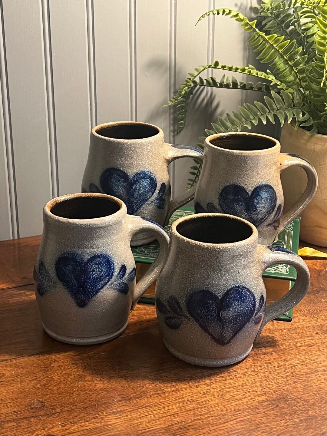 Hand-painted Salt Glaze Blue & Grey Stoneware Pottery Coffee/tea Mug ...