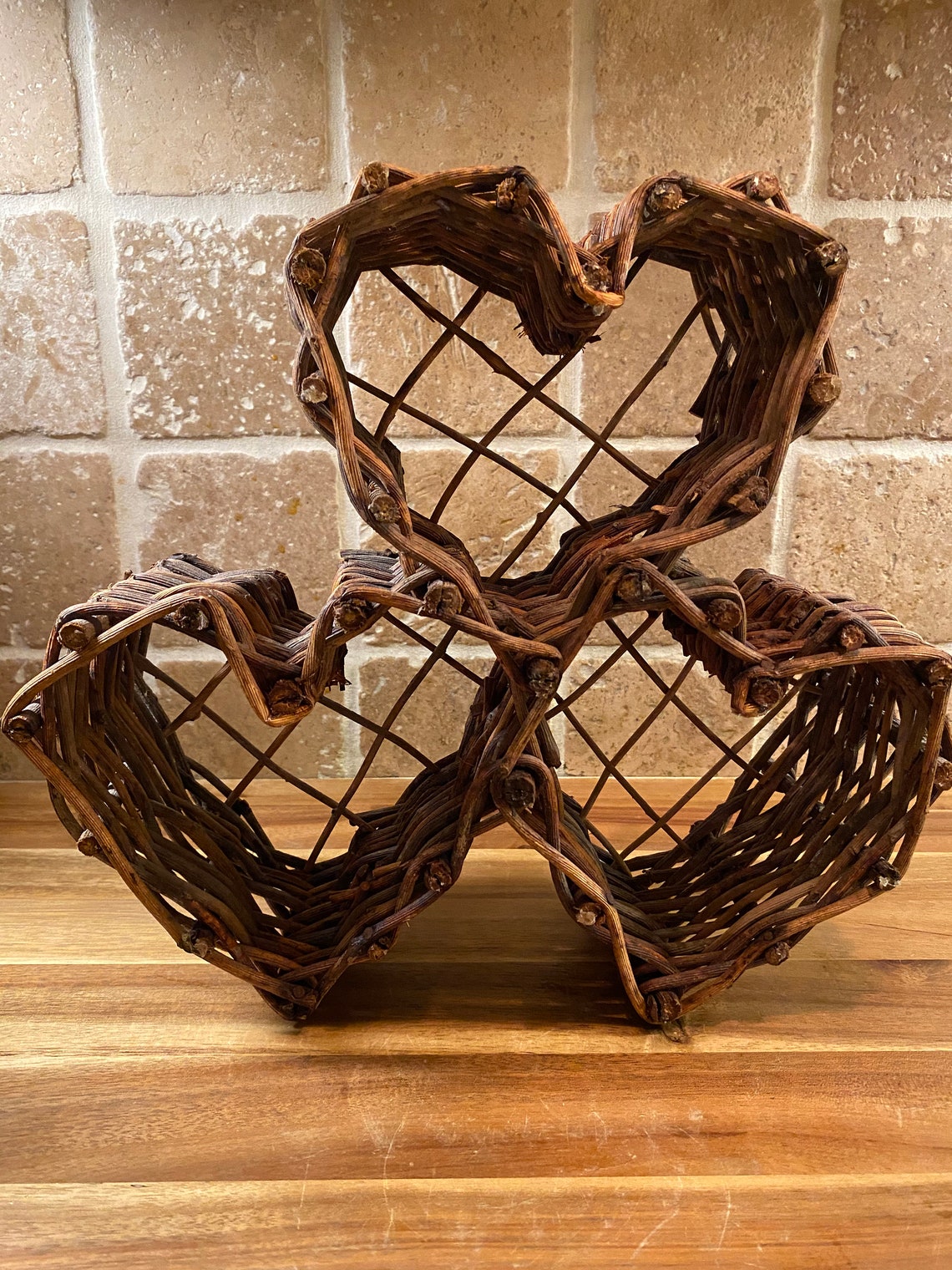 Vintage Woven Wicker Wood Branch/twig 3 Heart-shaped Joined - Etsy
