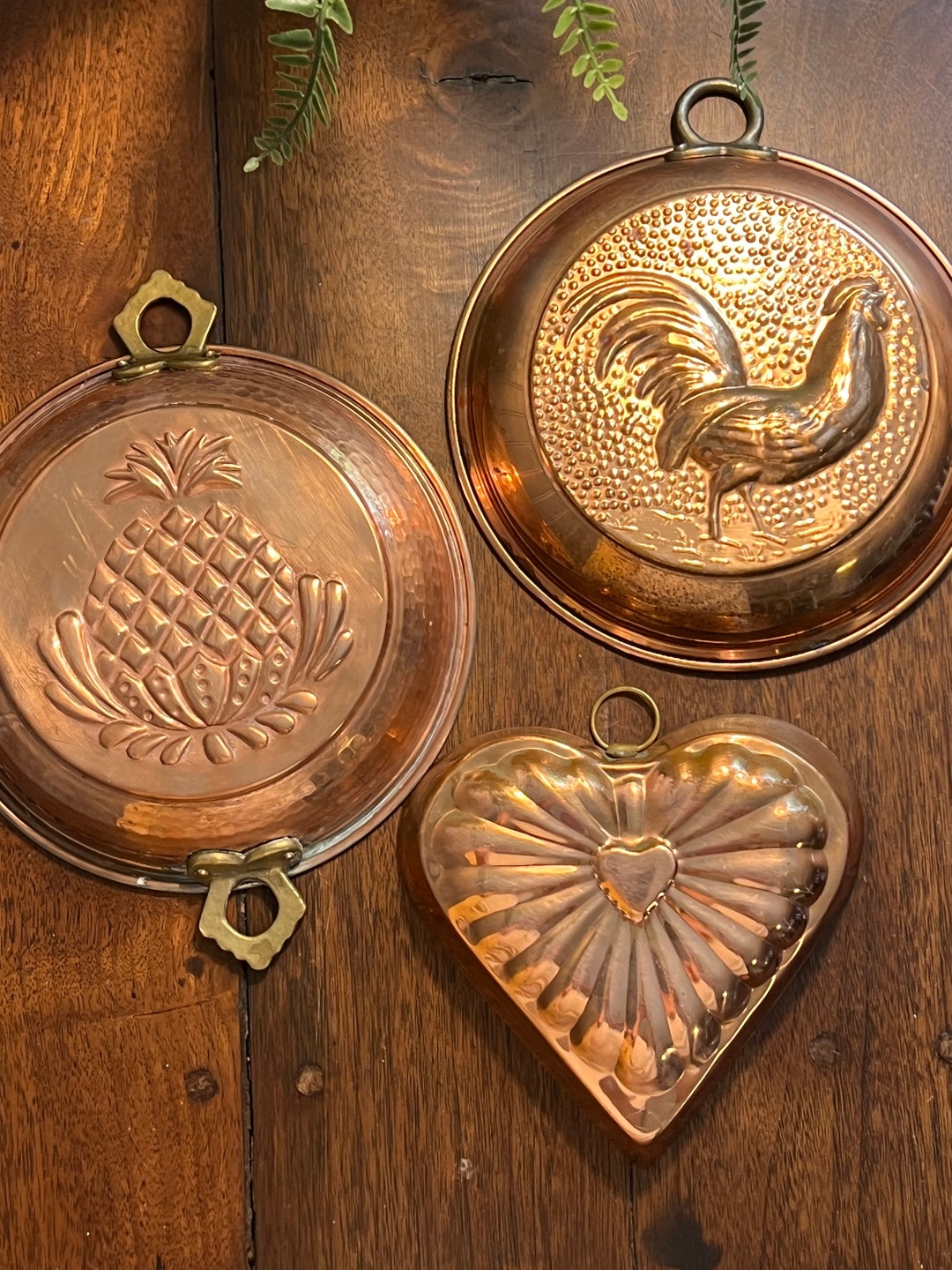 Set of 3/vintage Variety of Copper Cake/jello Mold Pans With Solid ...