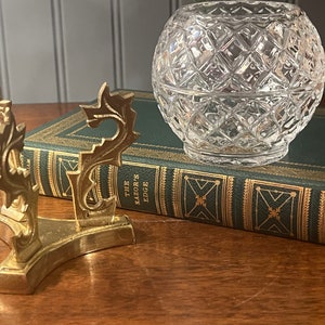 Vintage Royal Irish Crystal Orb Bowl With Brass Dragon Stand Royal ...