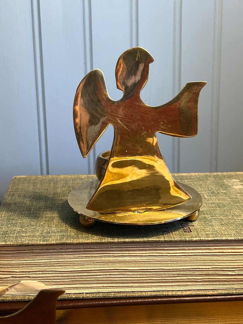 Set of 2/vintage Solid Brass Angel Candle Holders ~ Farmhouse Fireplace ...