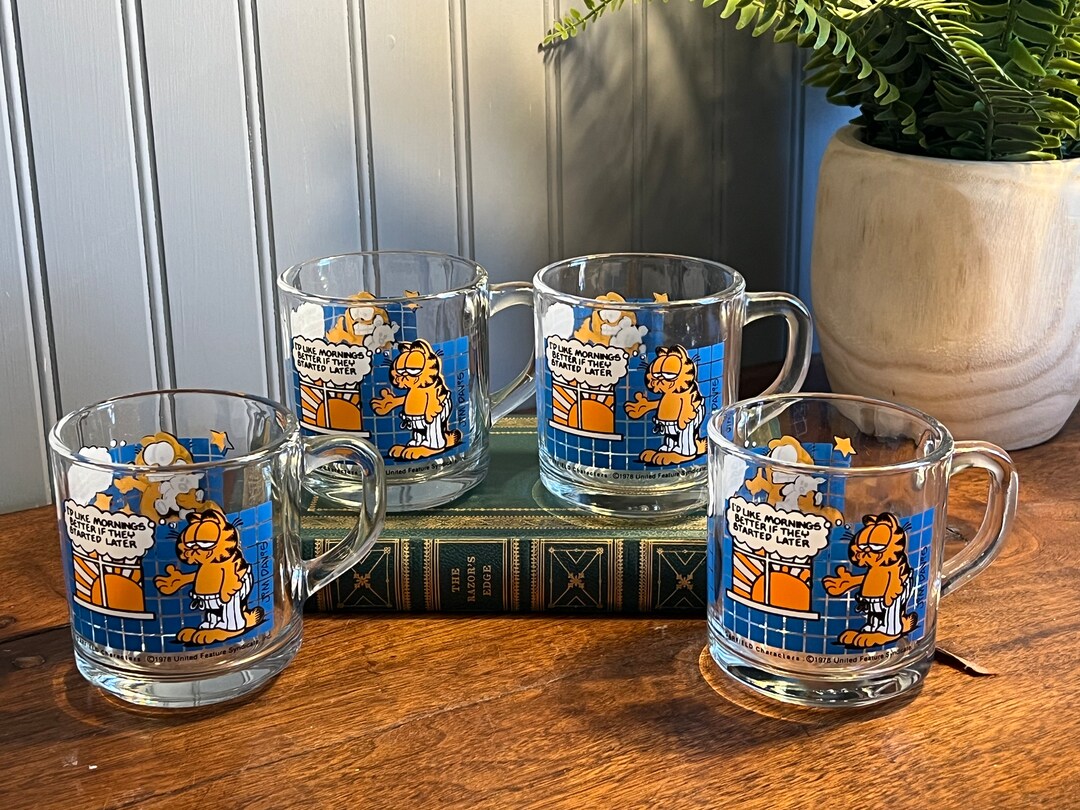 Set of 4/vintage 1978 Mcdonald's Collectible Glass Garfield Coffee Tea ...