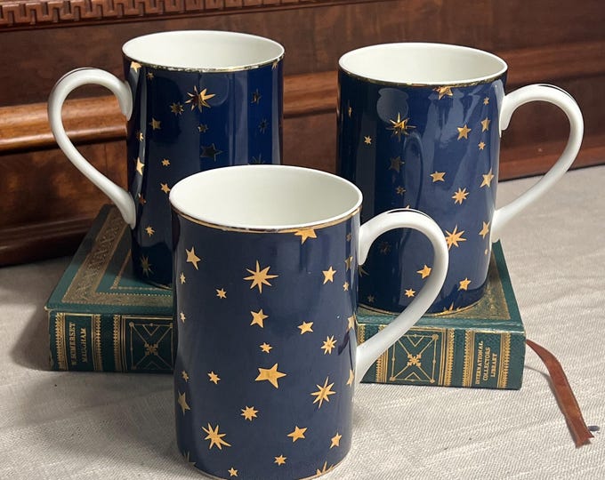 Set of 3/vintage 'galaxy' by Sakura 14K Gold Stars Fine Porcelain ...