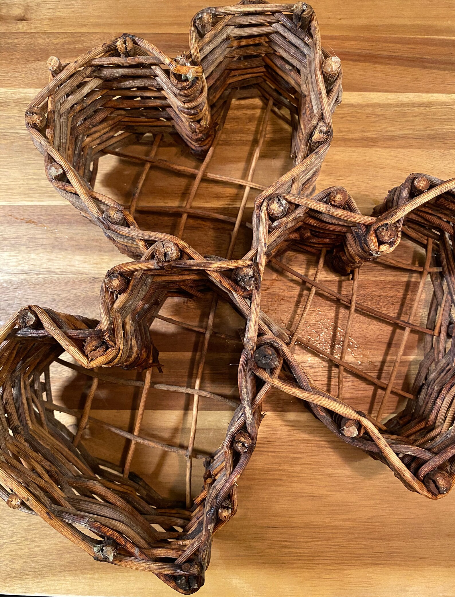 Vintage Woven Wicker Wood Branch/twig 3 Heart-shaped Joined - Etsy