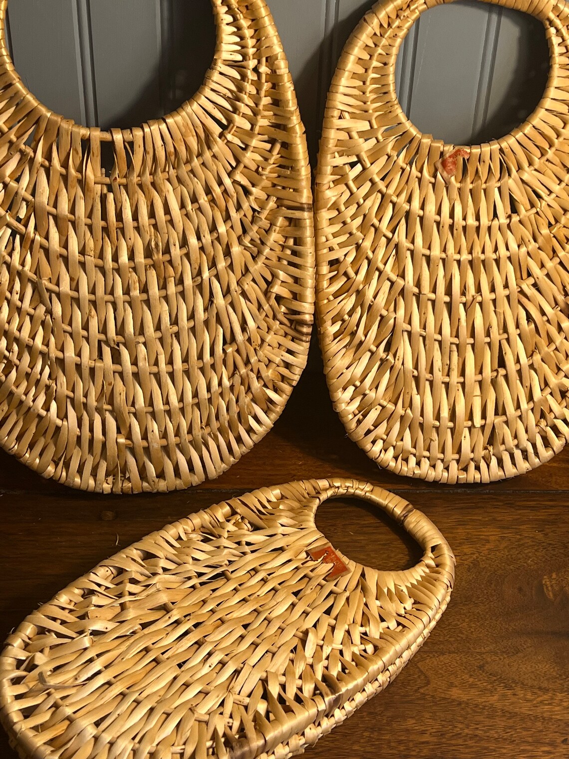 Set of 3/vintage Boho Wicker Wall Baskets Pocket Planters - Etsy