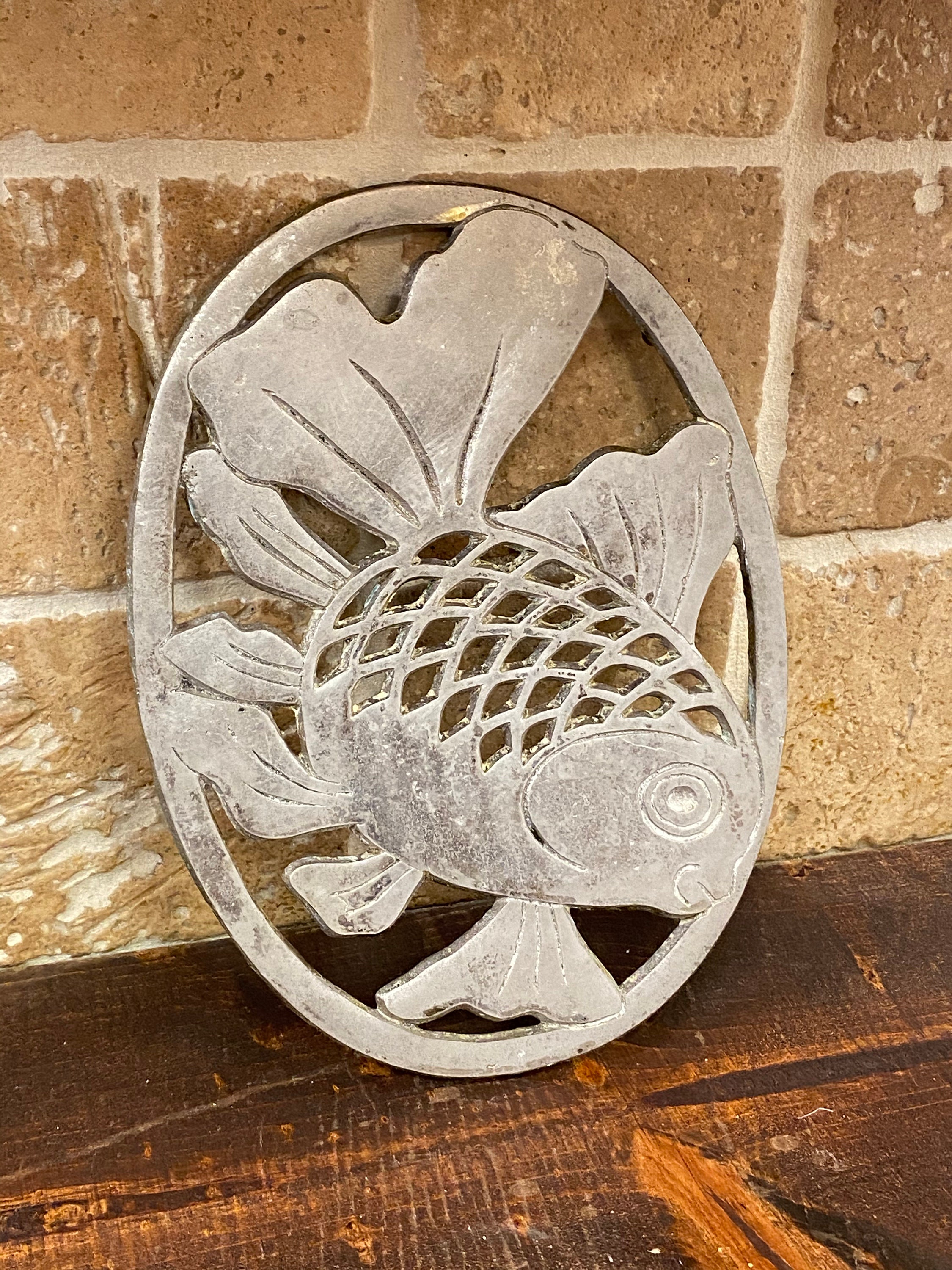 Vintage Oval Silver Plated Coated Cast Iron Fish Trivet/hot | Etsy