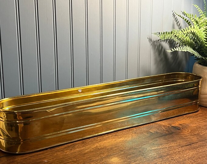 Vintage 26" Oblong Solid Brass Indoor Planter ~ Long Solid Brass ...
