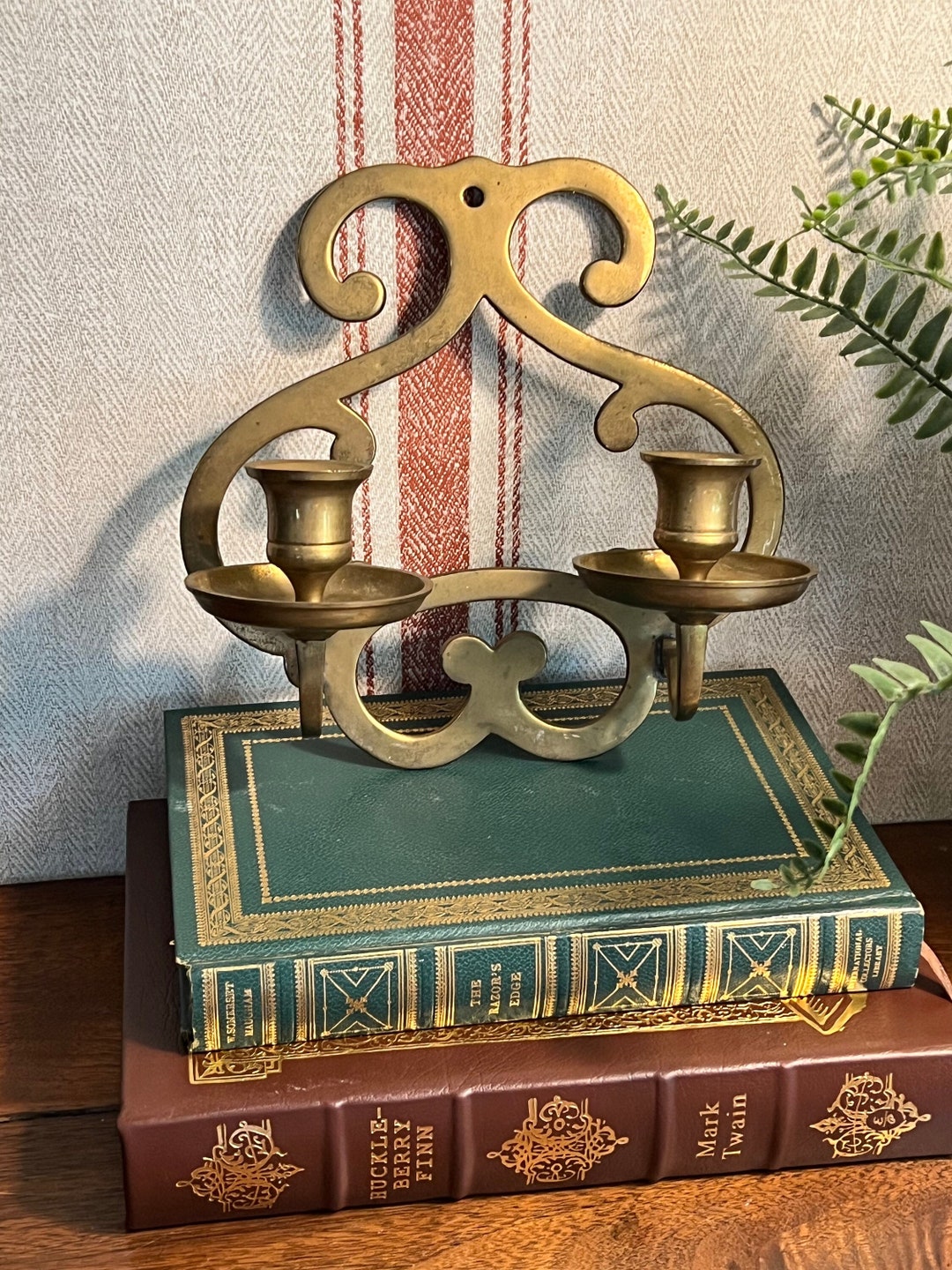 Vintage Solid Brass Candlestick Sconce Holder Wall Mounted ~ Mid ...