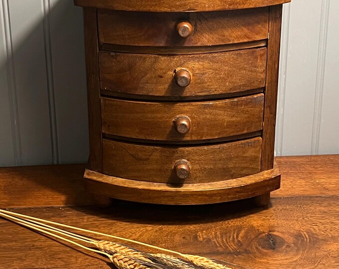 Vintage Solid Wood & Hand-carved, 4-drawer 10.25" Tall Jewelry Box With Feet ~ Antique Wooden ...