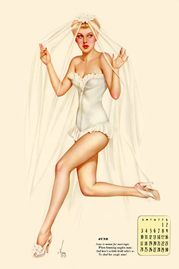Vintage Pin Up 1944 Alberto Varga Calendar Girl Poster Print Etsy