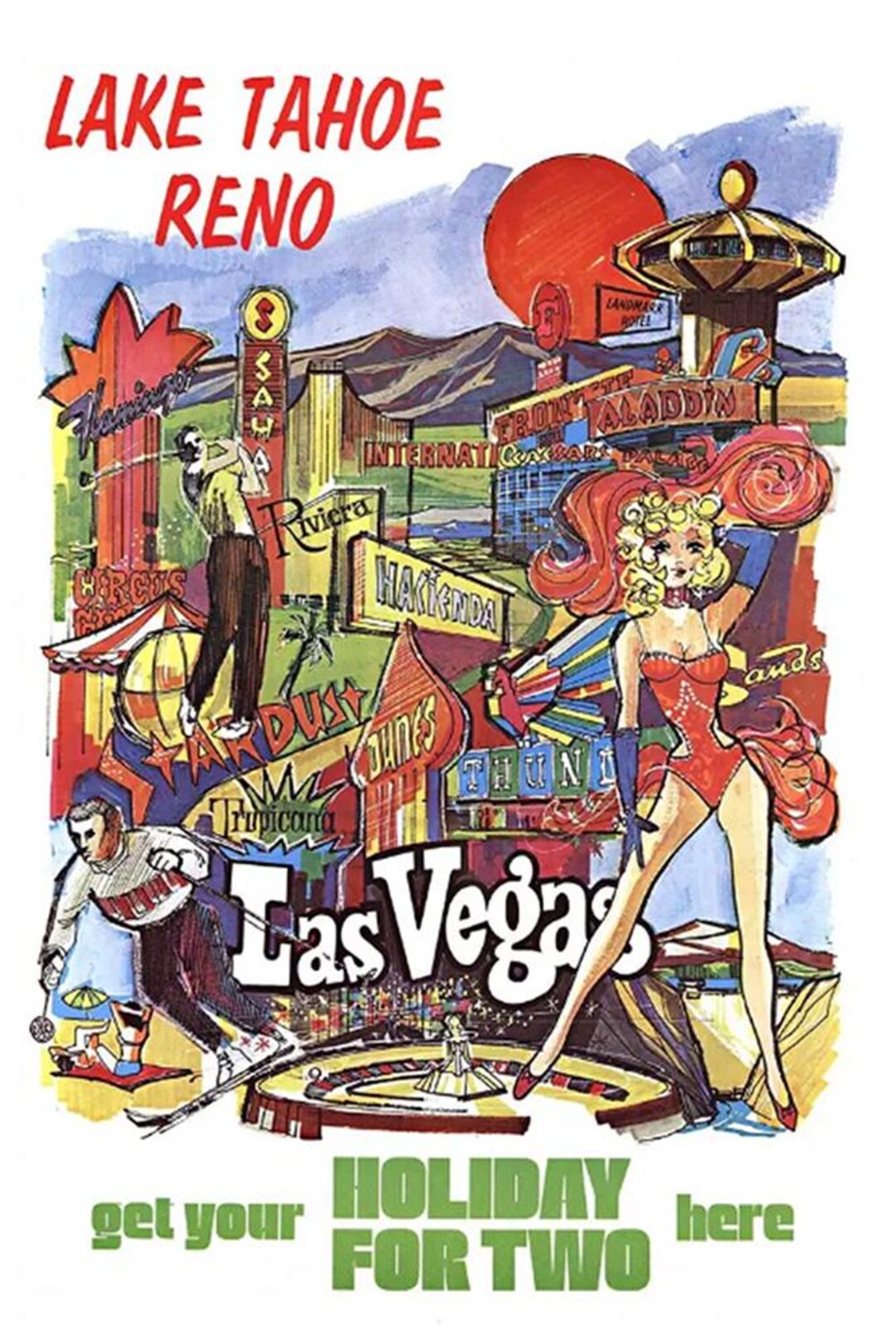 Lake Tahoe, Reno and Las Vegas NV 1970s Travel Poster Reprint - Etsy