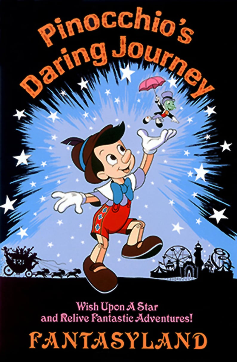 Pinocchio Daring Journey 1983 Disneyland Attraction Poster | Etsy