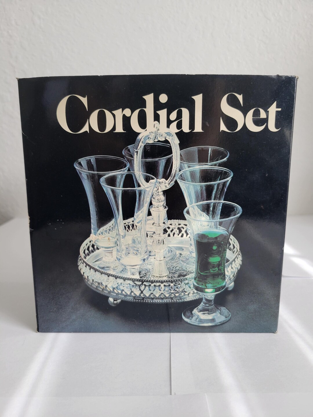 Leonard Silver Co. 7 Piece Silver Plate + Crystal Cordial Set #8017 ...
