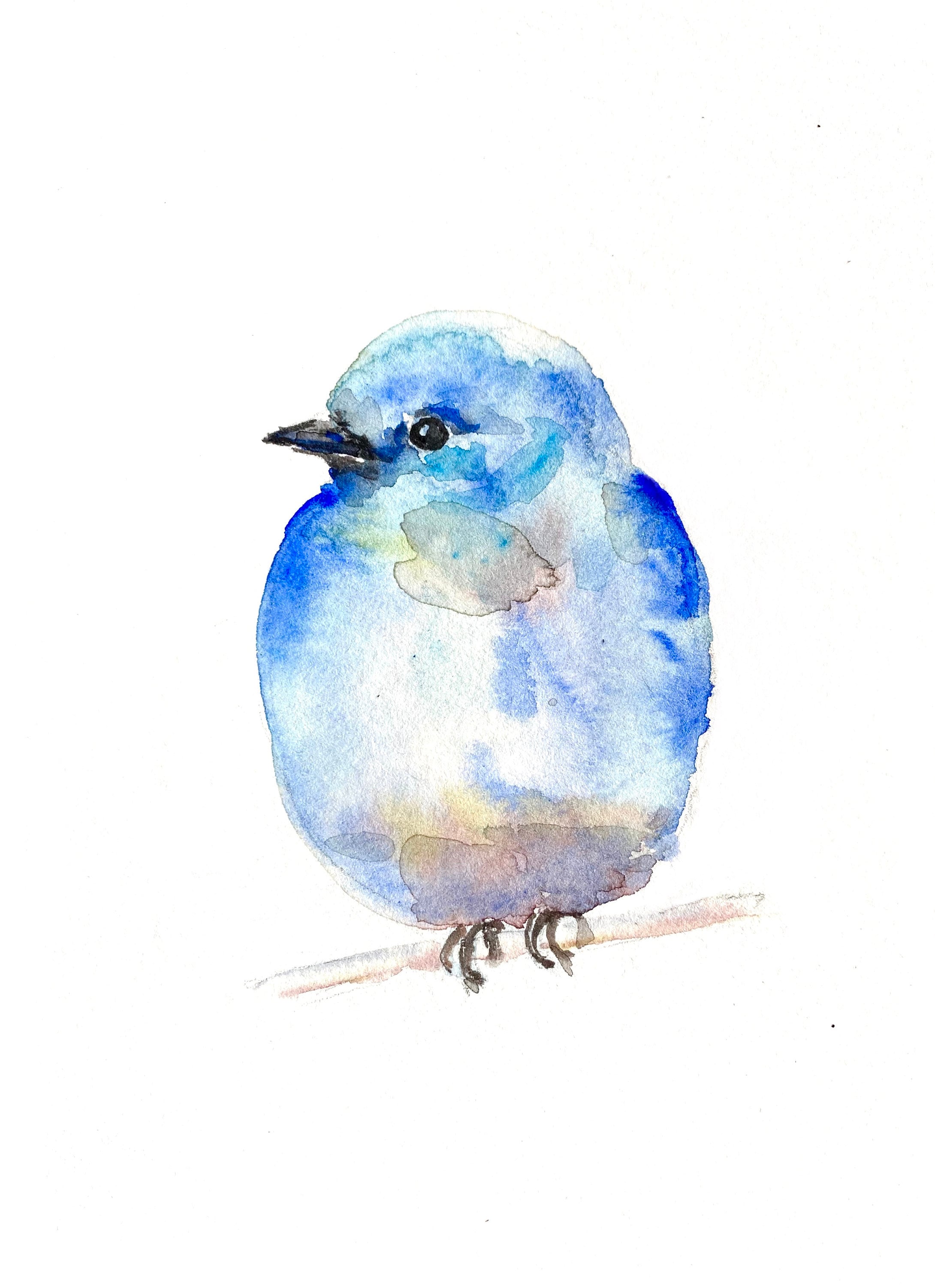 Three Little Birds Blue Watercolor Print Art Print Set | Etsy