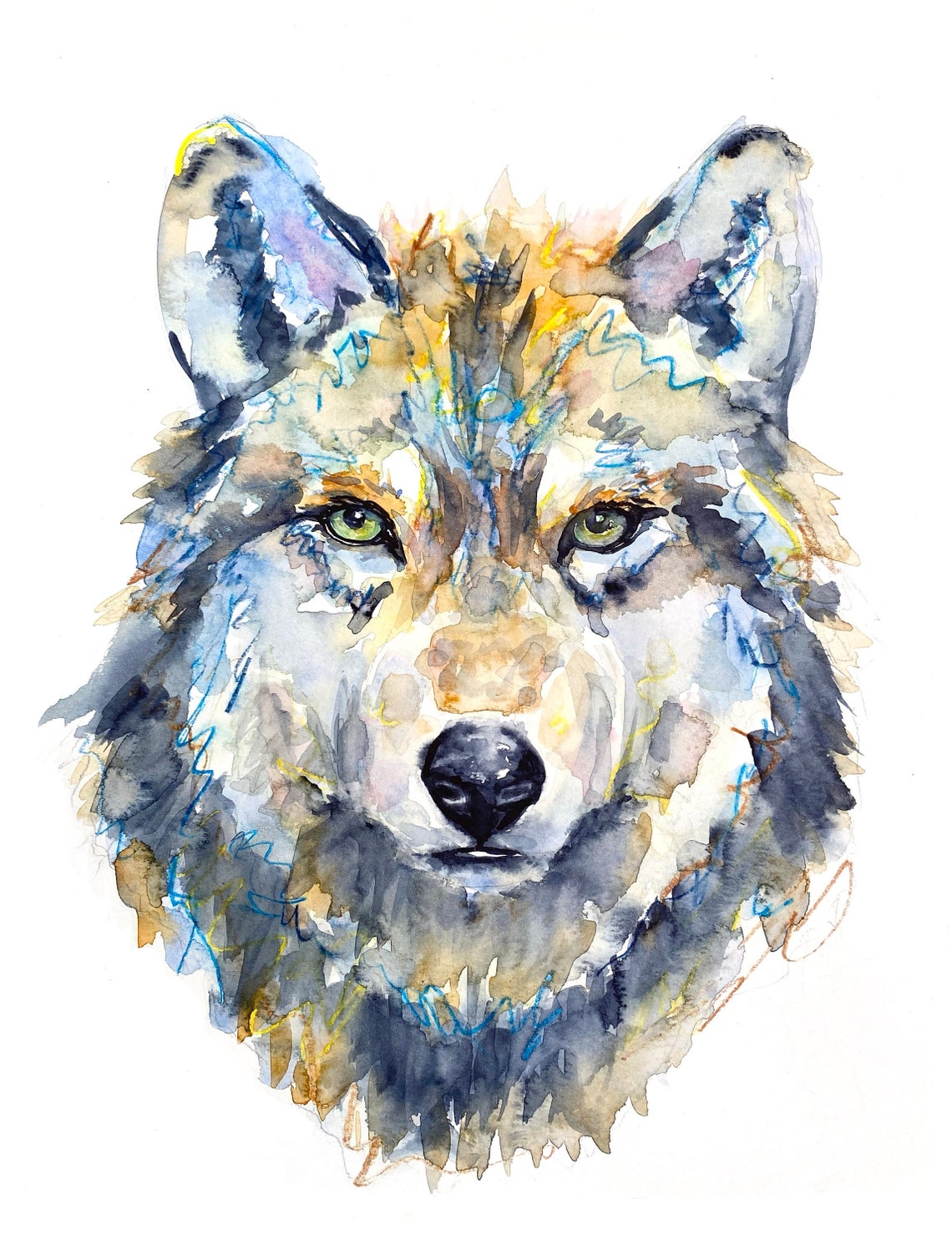 Grey Wolf Painting Grey Wolf Artwork Watercolor Print Art - Etsy