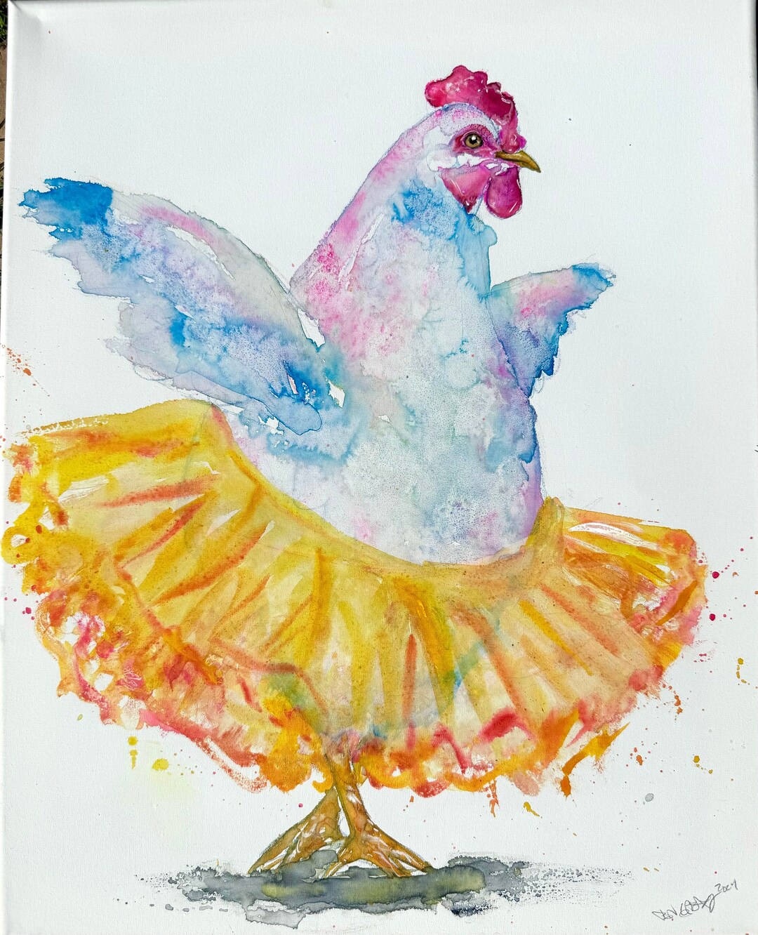 Dancing Chicken, Chicken Artwork, Watercolor Print, Chickens, Art Print ...