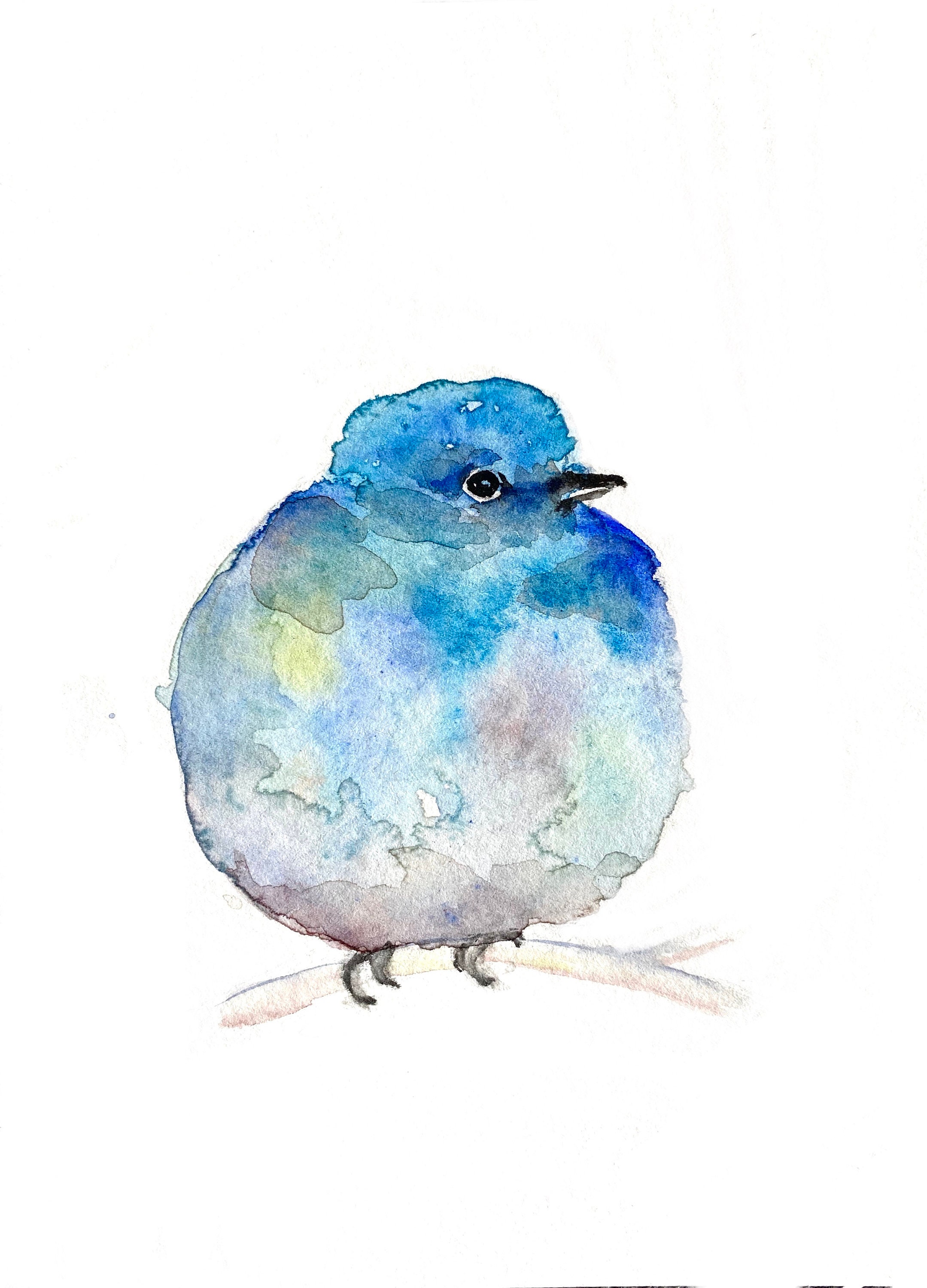 Three Little Birds Blue Watercolor Print Art Print Set | Etsy