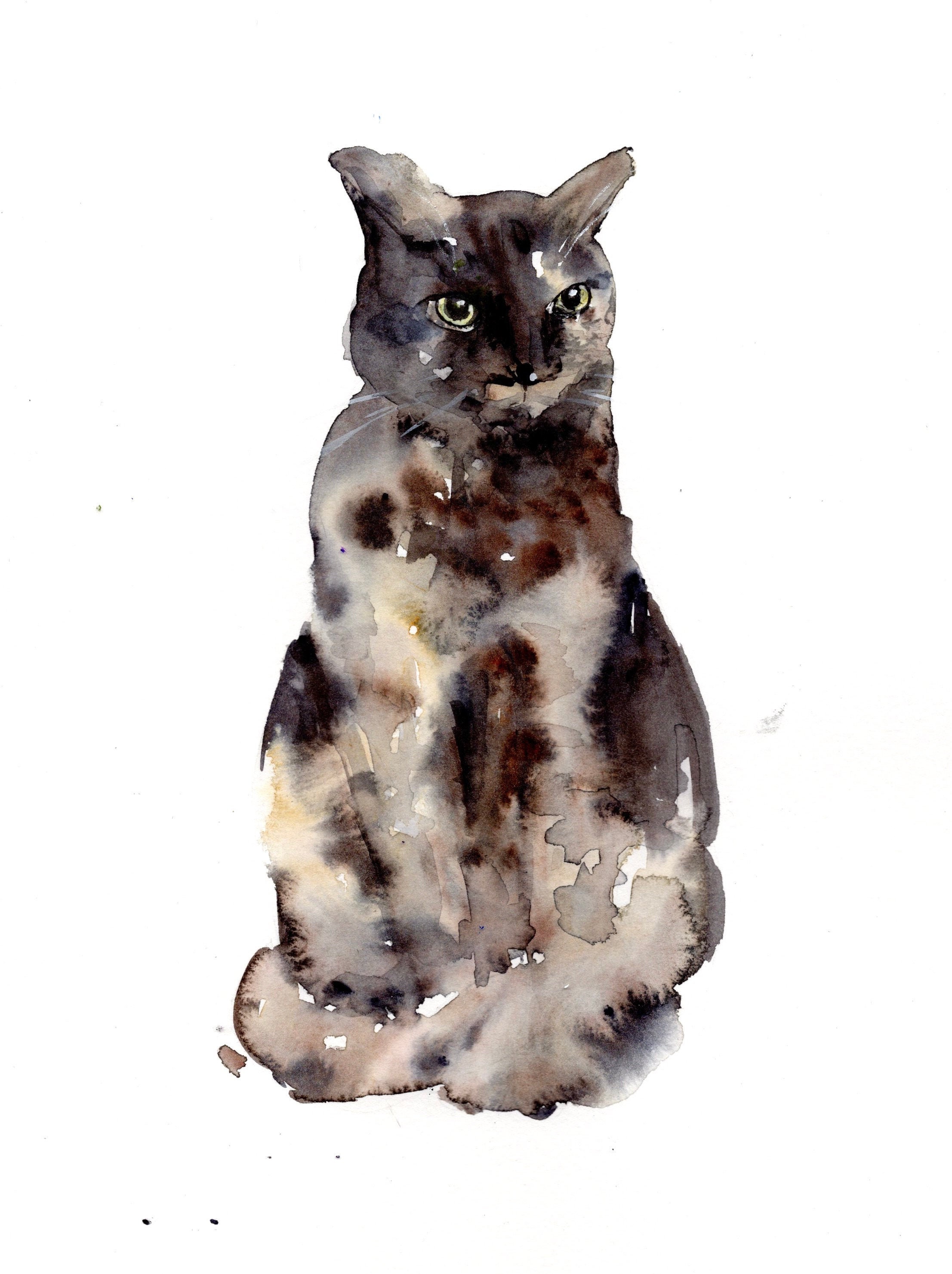 Tortoise Shell Cat Cats Artwork Watercolor Print Cats Art | Etsy