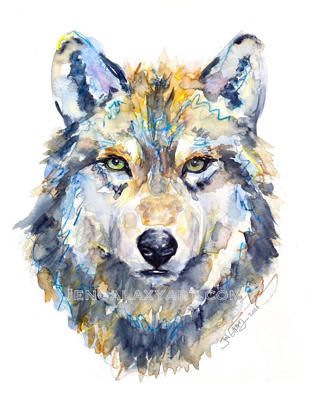 Grey Wolf Painting, Grey Wolf Artwork, Watercolor Print, Art Print ...