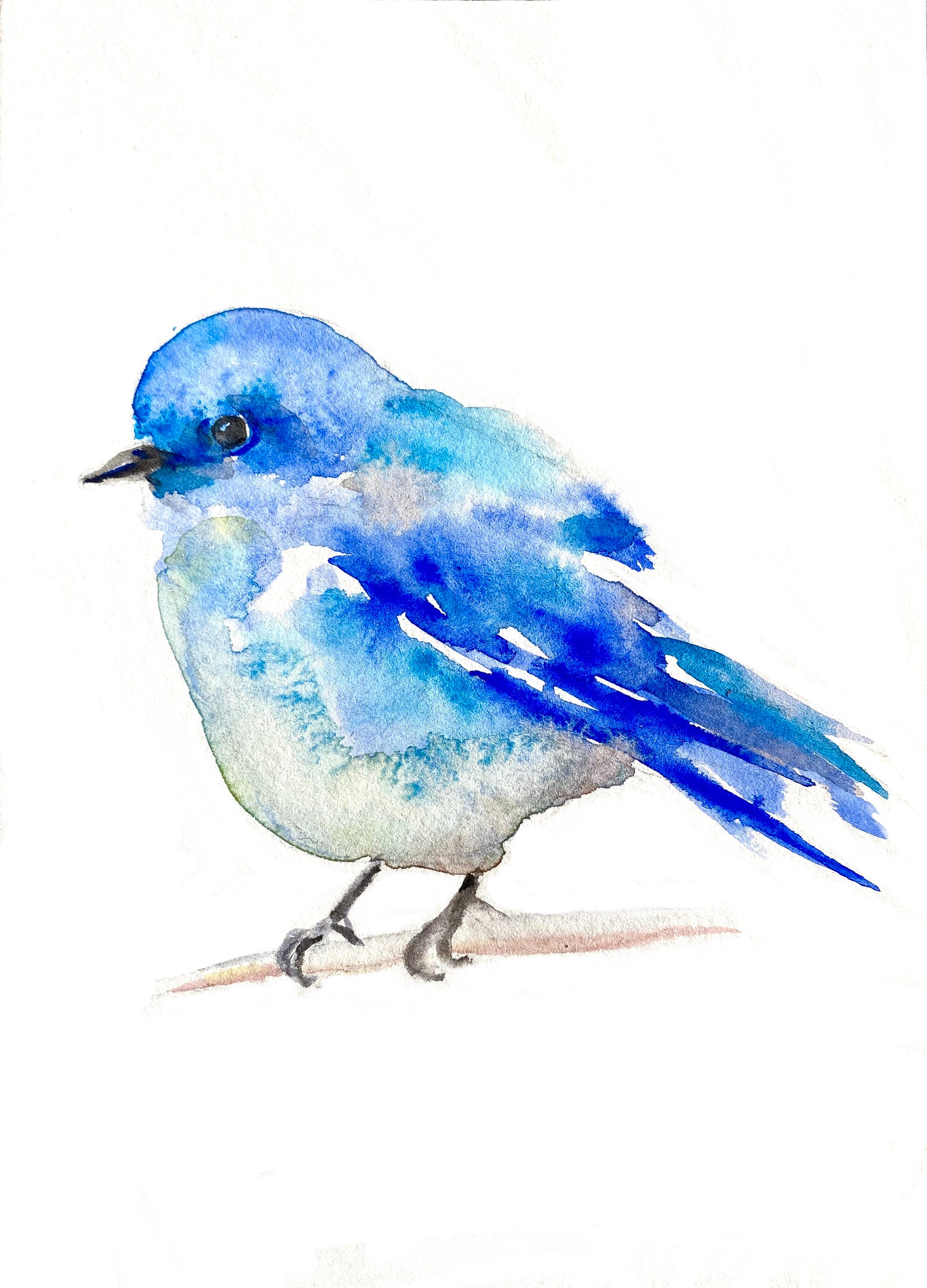 Three Little Birds Blue Watercolor Print Art Print Set | Etsy