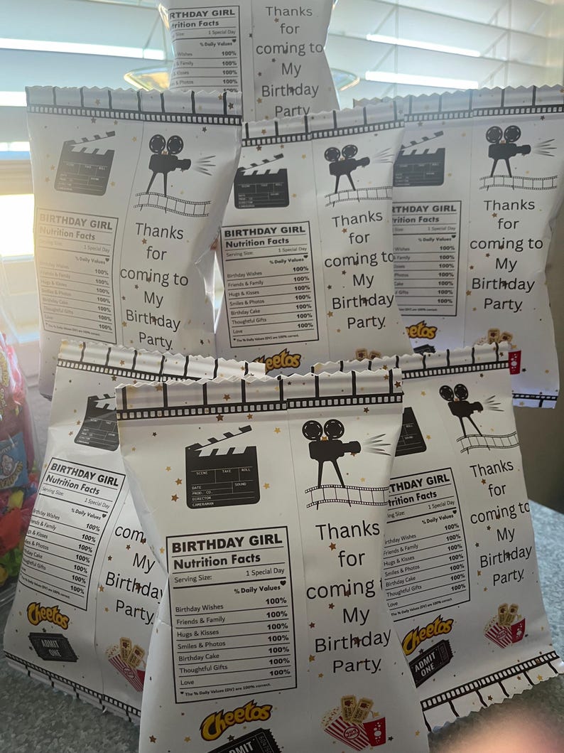 Movie Night Personalized Custom Chip Bags, Printable Digital PDF - Etsy