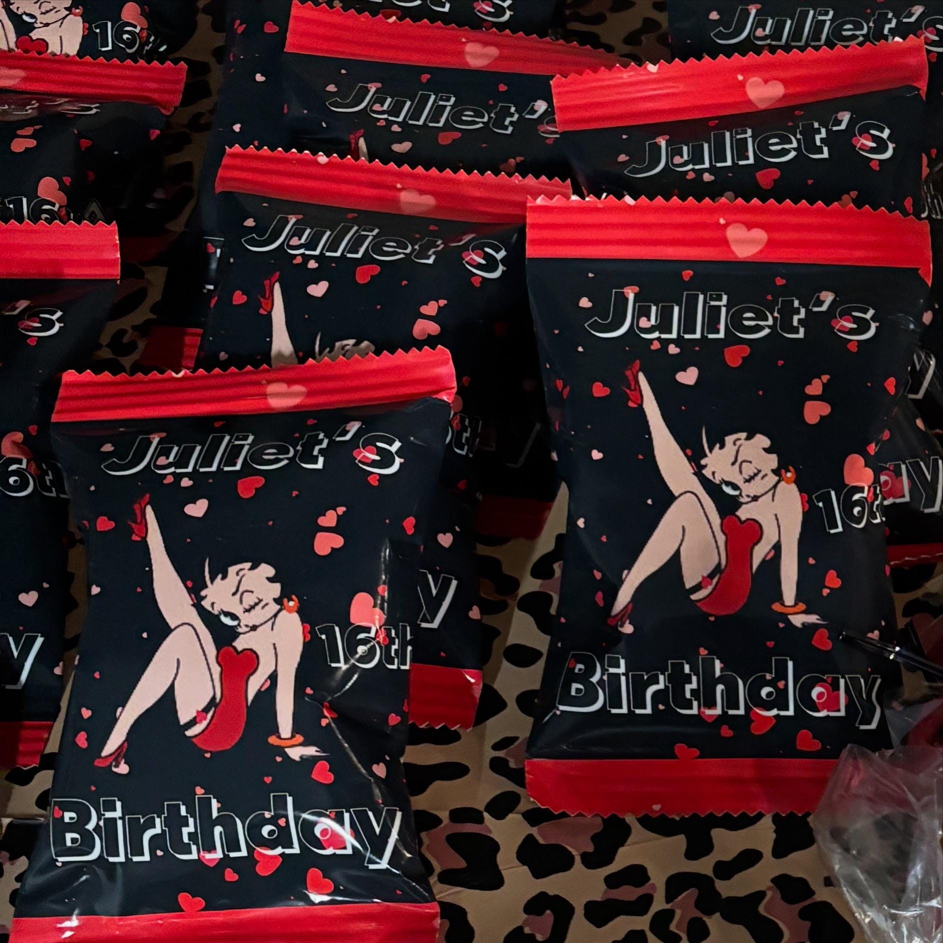 Betty Boop Customized Chip Bags, Personalized Chip Bags, Party Favors ...