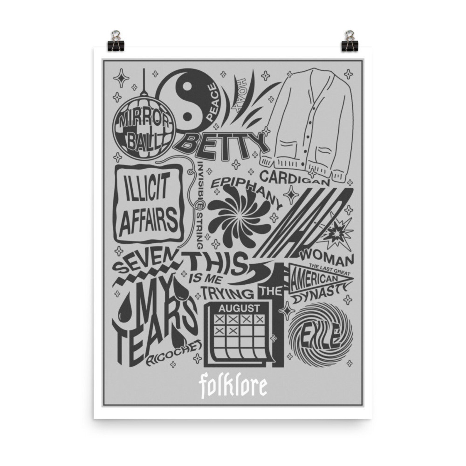 Folklore Poster tracklist Taylor Album 2022 Swifties - Etsy