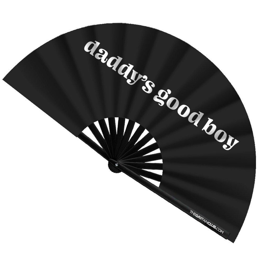 Daddy's Good Boy Fan | Black Rave Bamboo Folding Hand Fan - Etsy