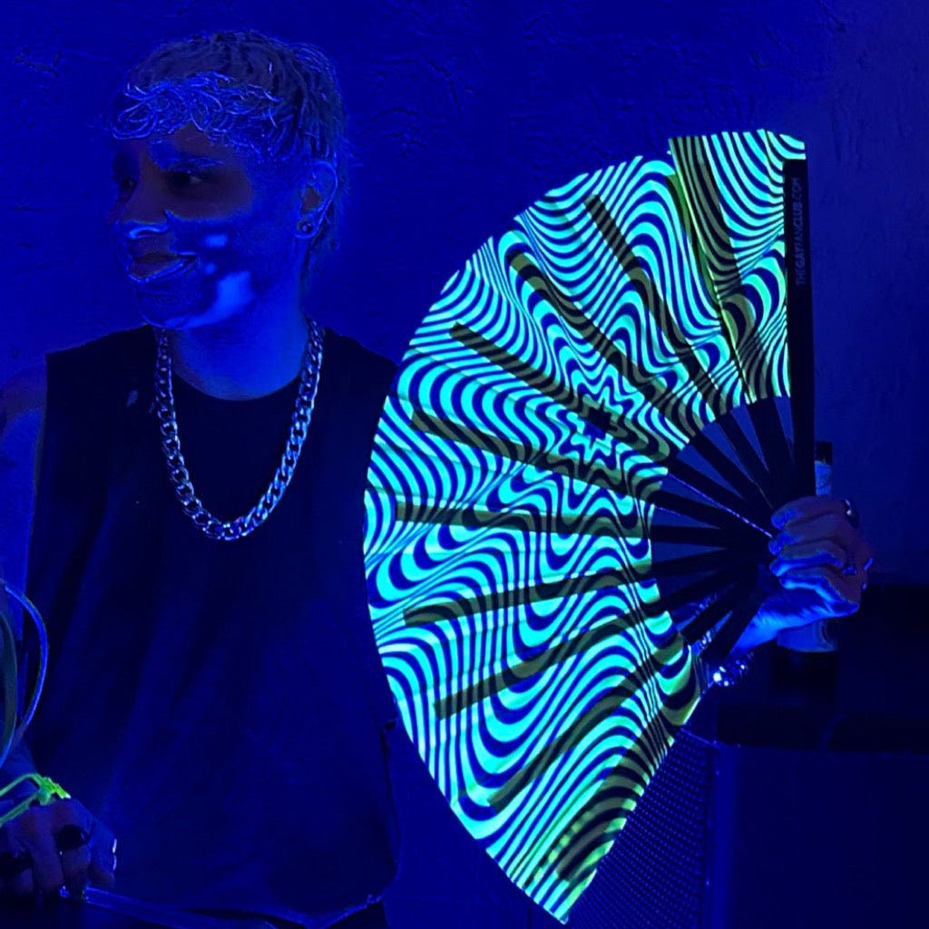 Stranger Danger Fan Uv-reactive Rave Fan Bamboo Hand Fan at the Gay Fan ...