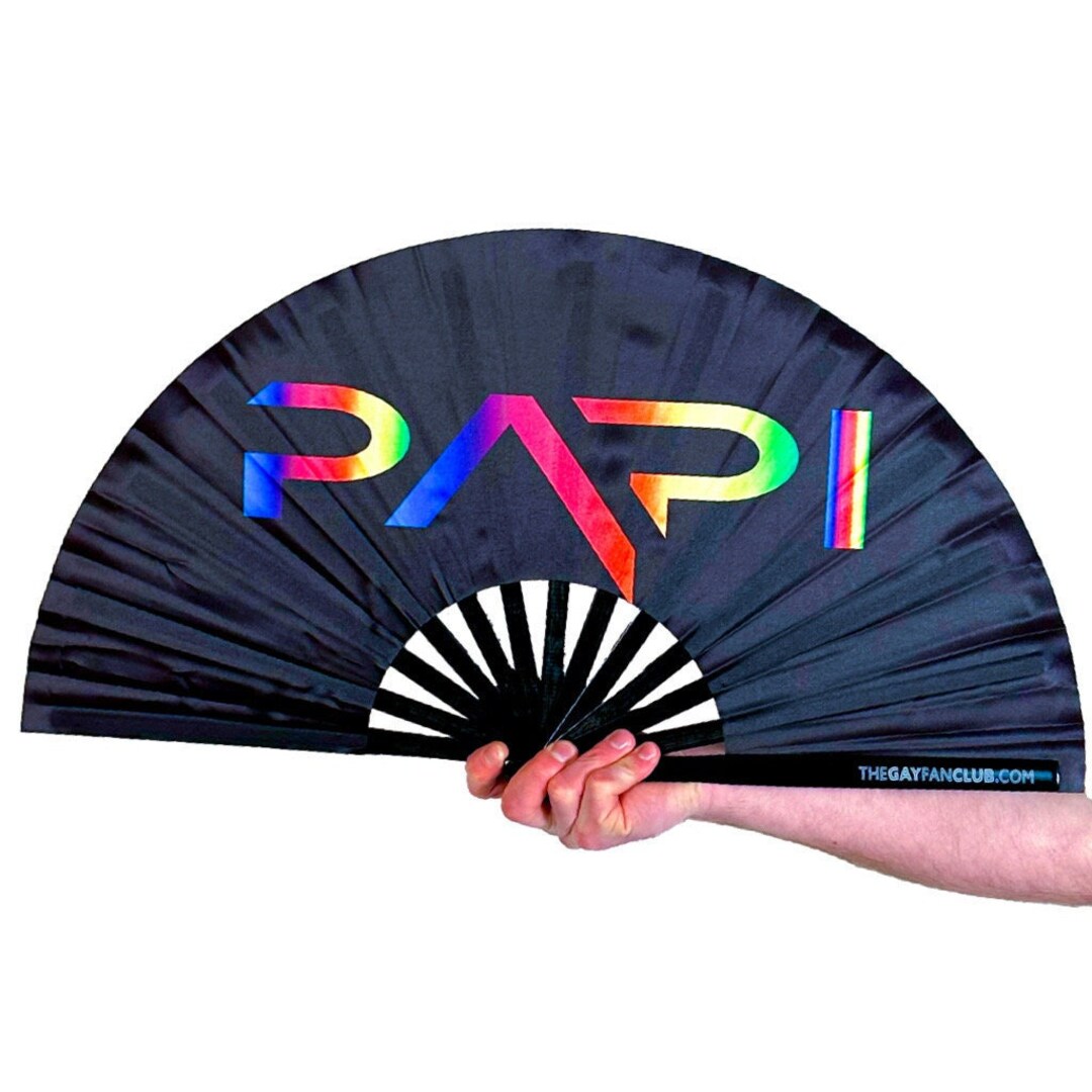 Papi Fan UV Reactive Latino Bamboo Hand Fans at the Gay Fan Club - Etsy