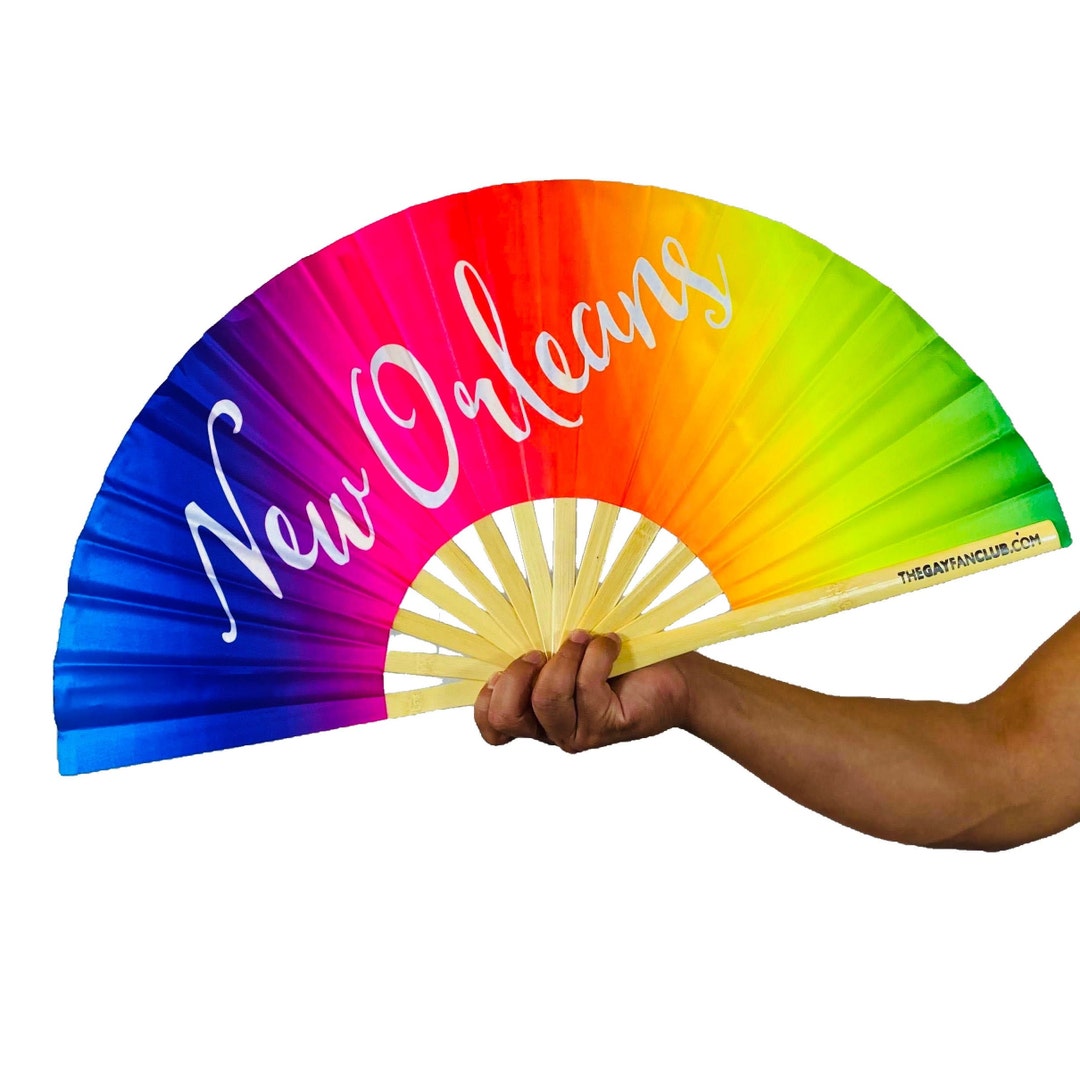 New Orleans Fan | Uv-reactive Bamboo Folding Hand Fan for Mardi Gras ...