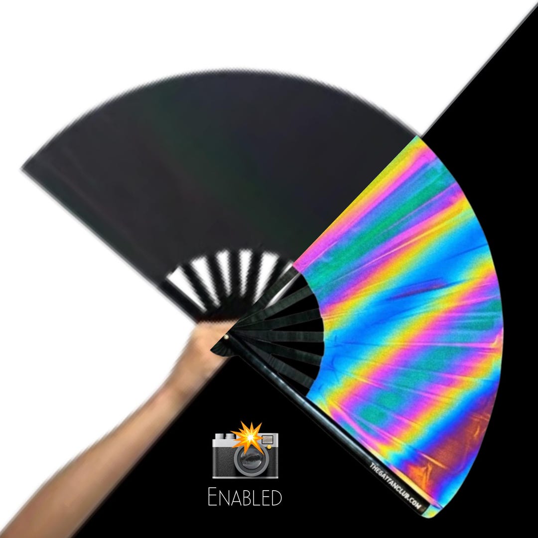 Eclipse Rainbow Reflective Fan - Oversized Color Changing Rave ...