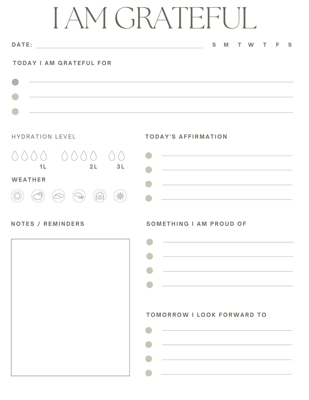 Minimalist Gratitude Journal - "i AM Grateful" - Etsy