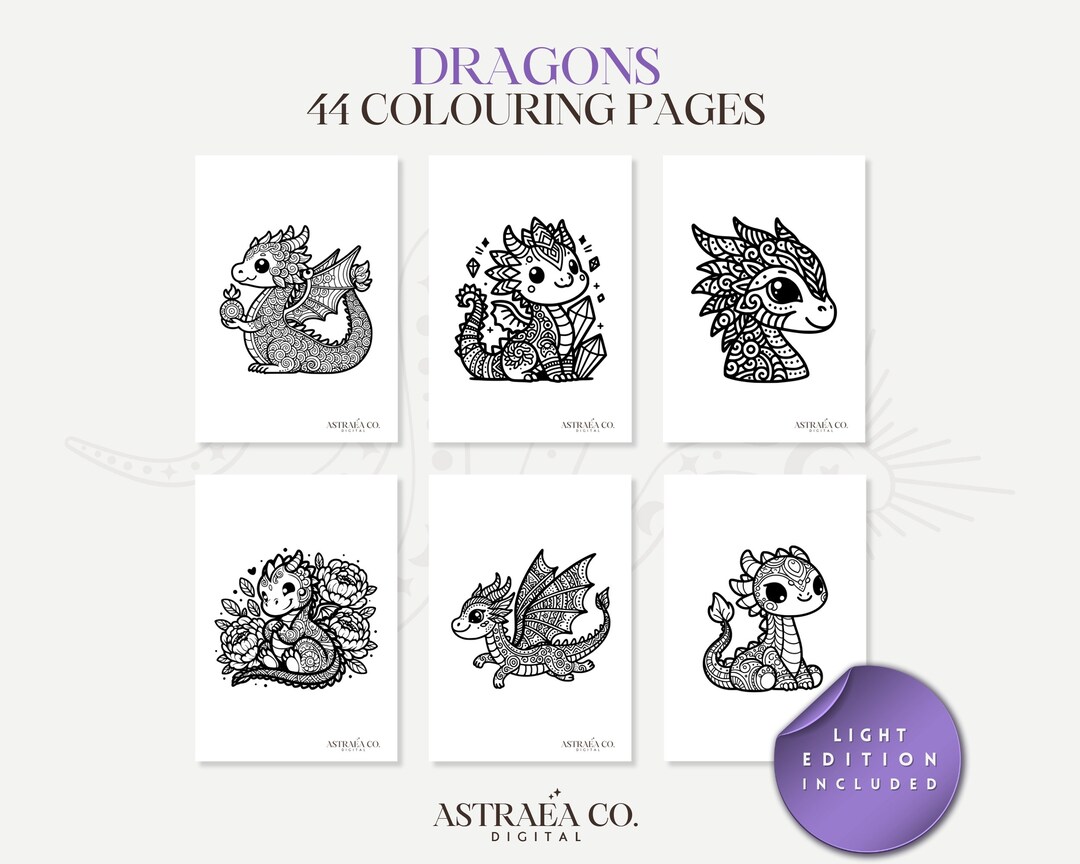 44 Dragons Colouring Collection, Printable Coloring Book Pages for ...
