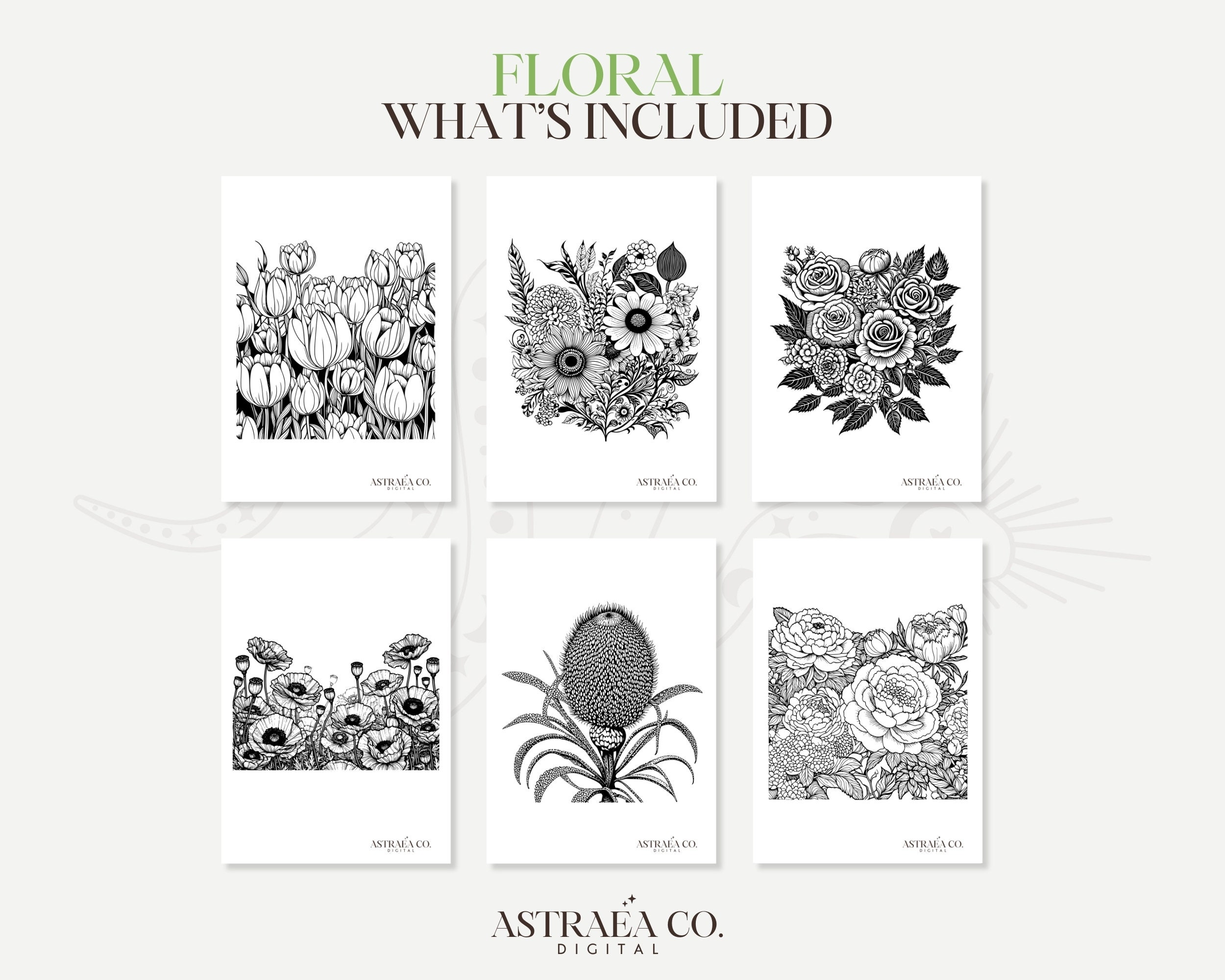 44 Floral Colouring Collection, Printable Coloring Book Pages for ...