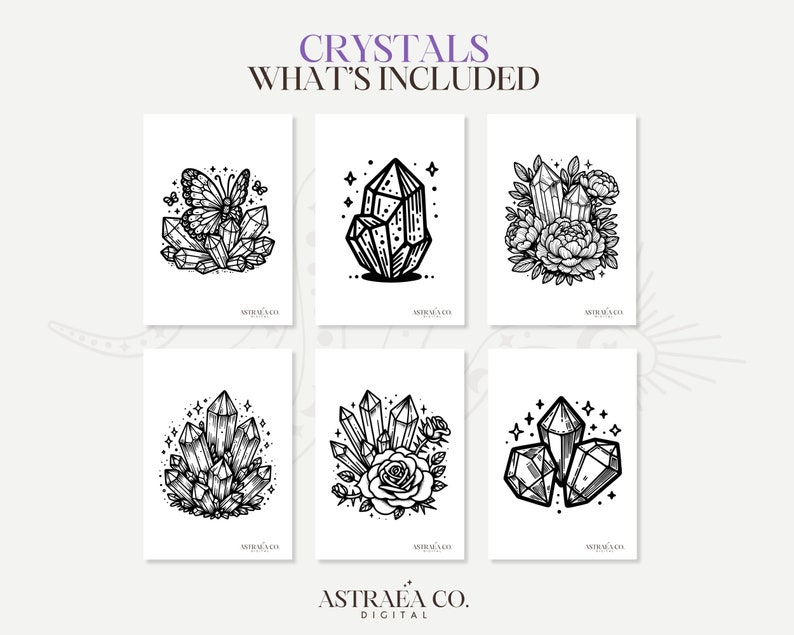 44 Crystals Colouring Collection, Printable Coloring Book Pages for ...