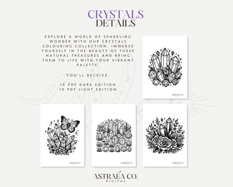 44 Crystals Colouring Collection, Printable Coloring Book Pages for ...