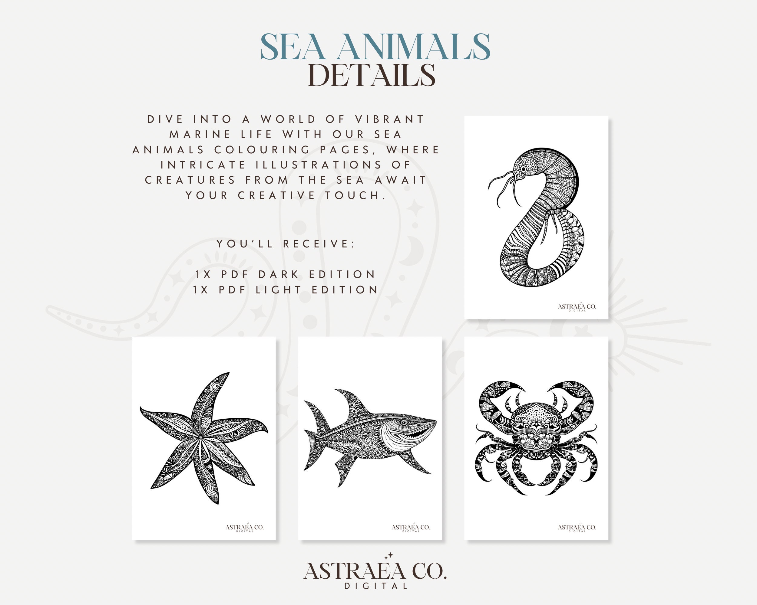 44 Sea Animals Colouring Collection, Printable Coloring Book Pages for ...