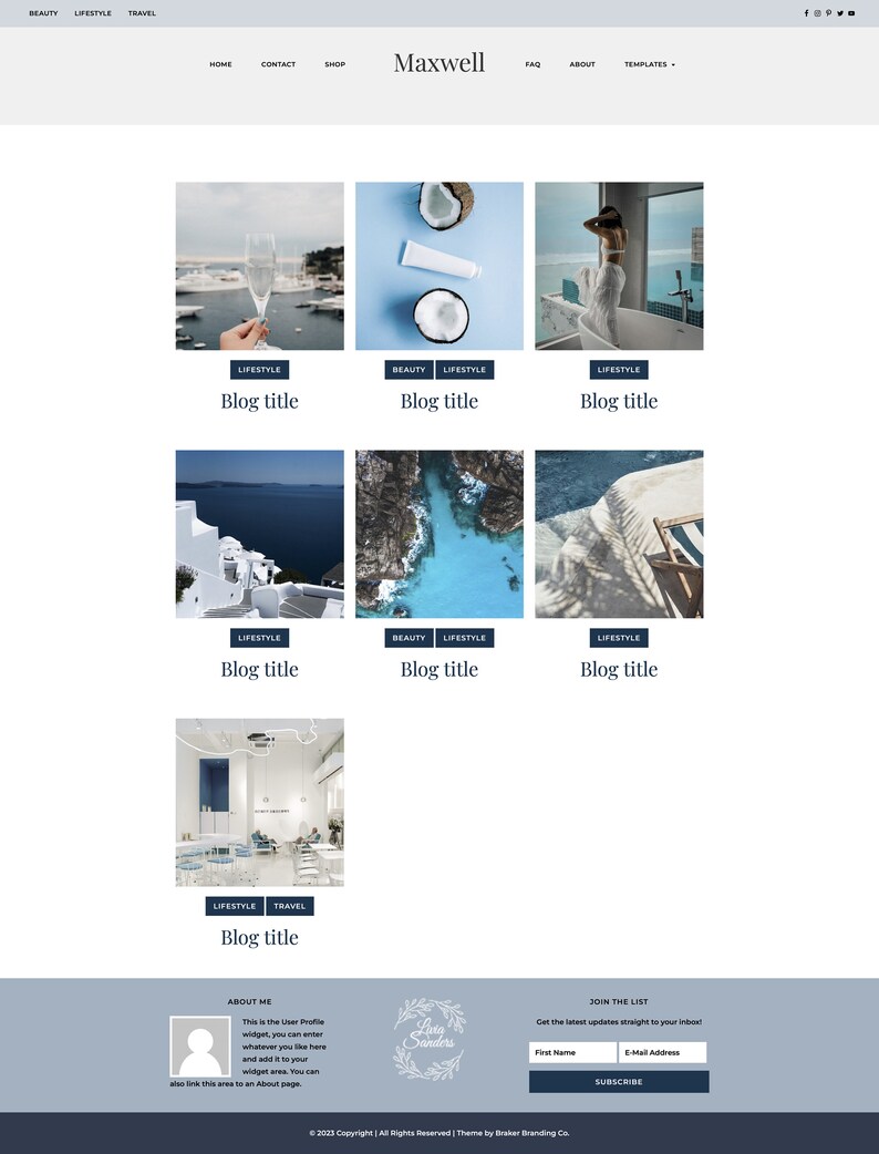 Travel Blog Wordpress Theme Blue Wordpress Theme Travel - Etsy