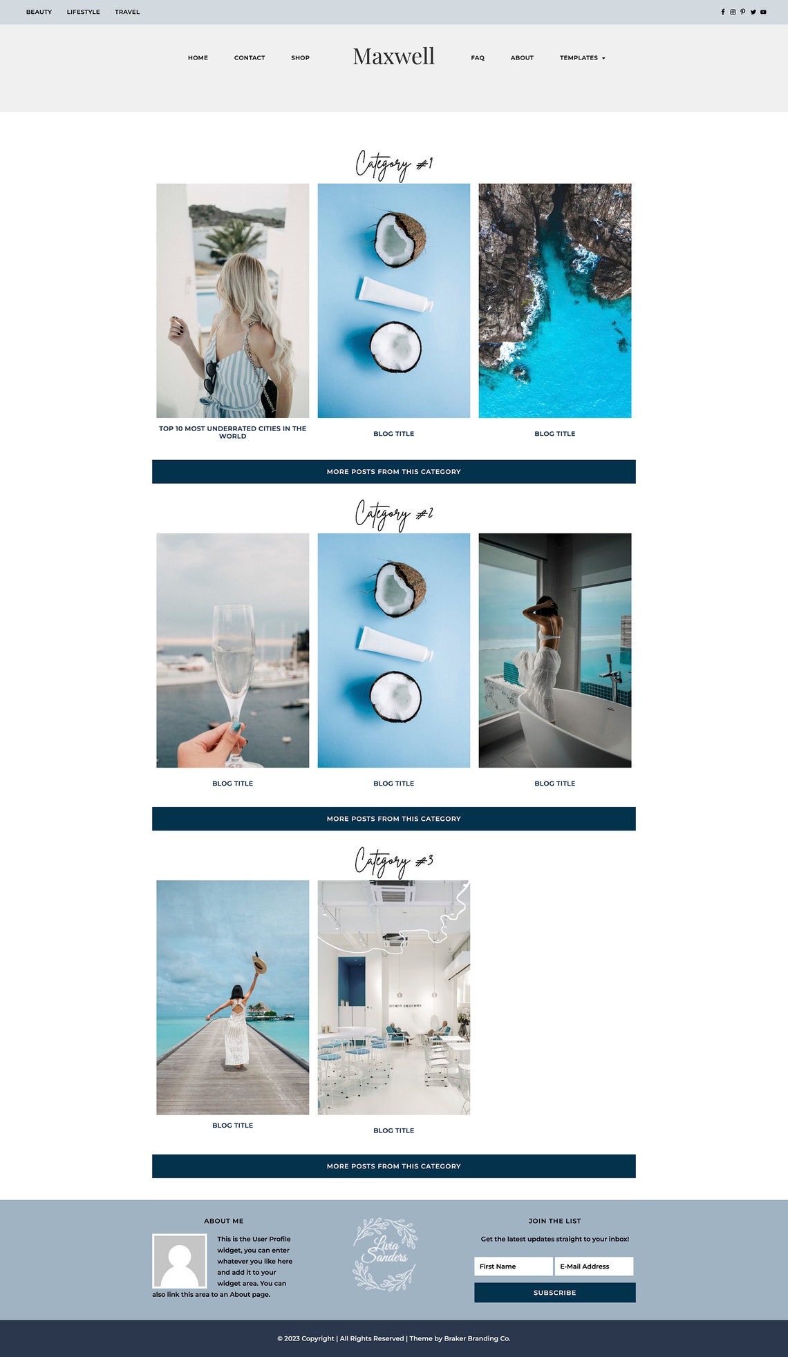 Travel Blog Wordpress Theme Blue Wordpress Theme Travel - Etsy