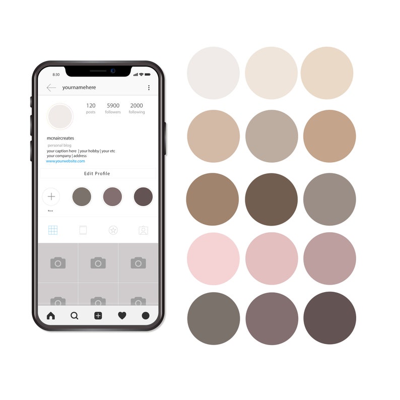 Neutral Instagram Highlight Icons Solid Earth Tone Instagram - Etsy