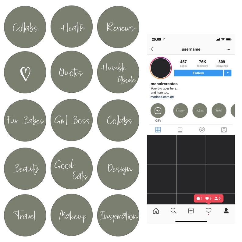 Instagram Highlights Template for Bloggers Branding for - Etsy