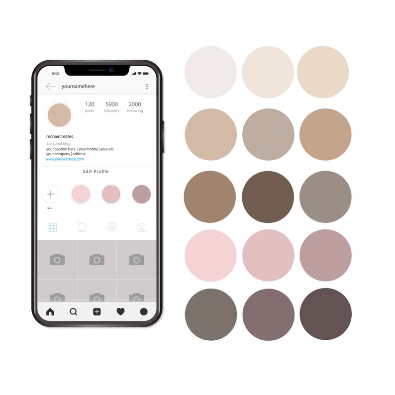 Neutral Instagram Highlight Icons Solid Earth Tone Instagram - Etsy