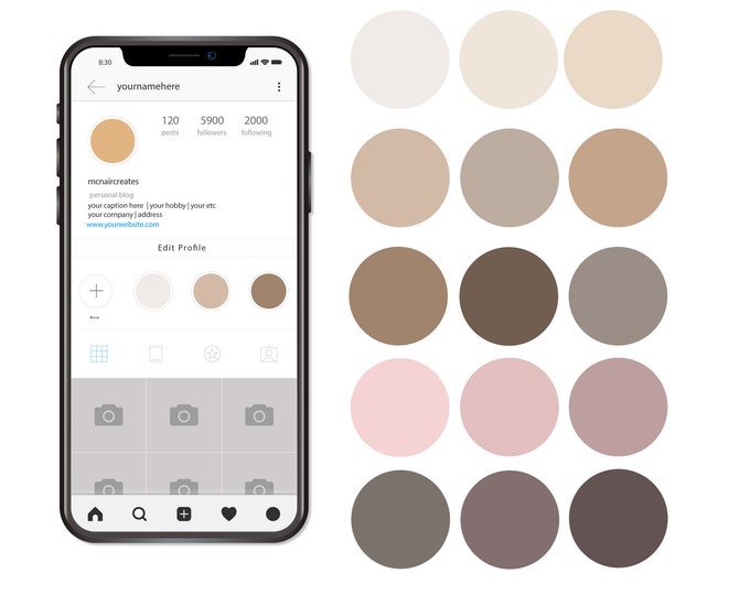 Neutral Instagram Highlight Icons, Solid, Earth Tone Instagram ...
