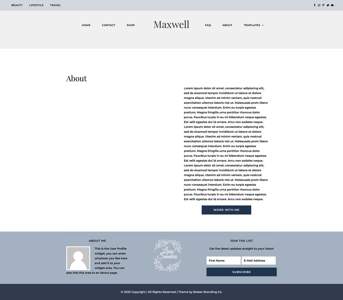 Travel Blog Wordpress Theme Blue Wordpress Theme Travel - Etsy