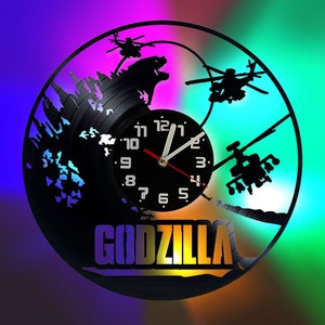 Godzilla and Airplane Fight Scene Film Vinyl Record Clock With - Etsy